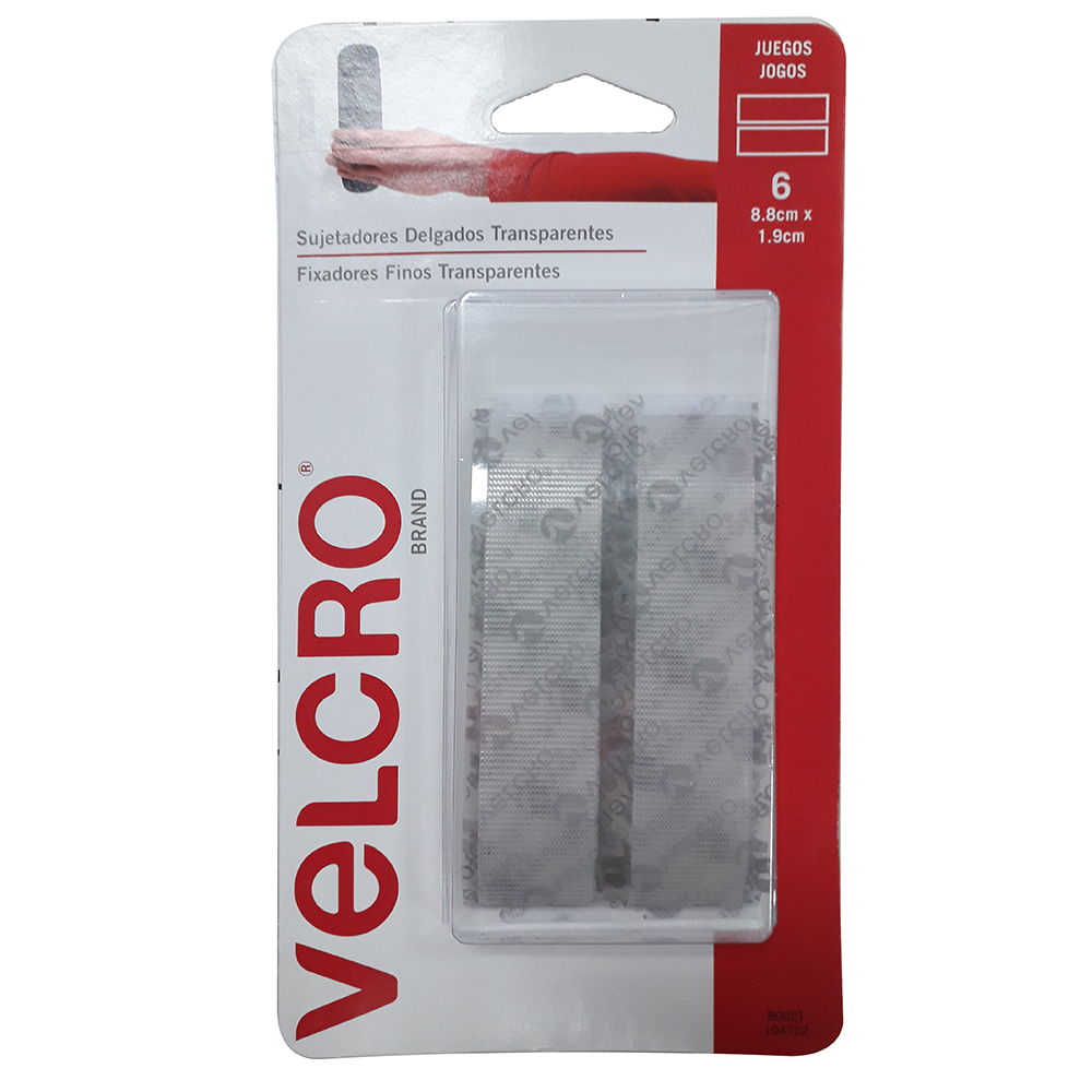 Tiras VELCRO con adhesivo transparente 8.8x1.9 cm 6 piezas - Géant