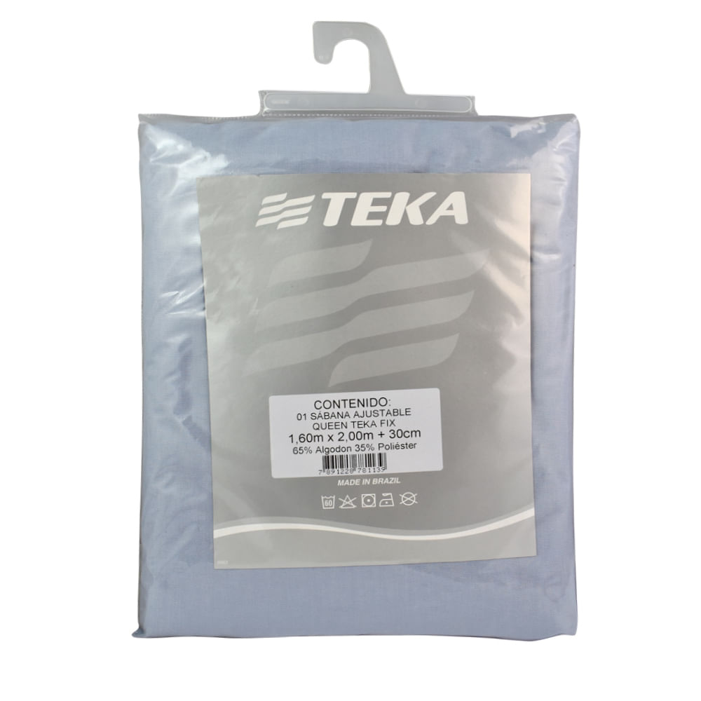 Sábana ajustable queen TEKA color azul 160x200+30 cm - Géant