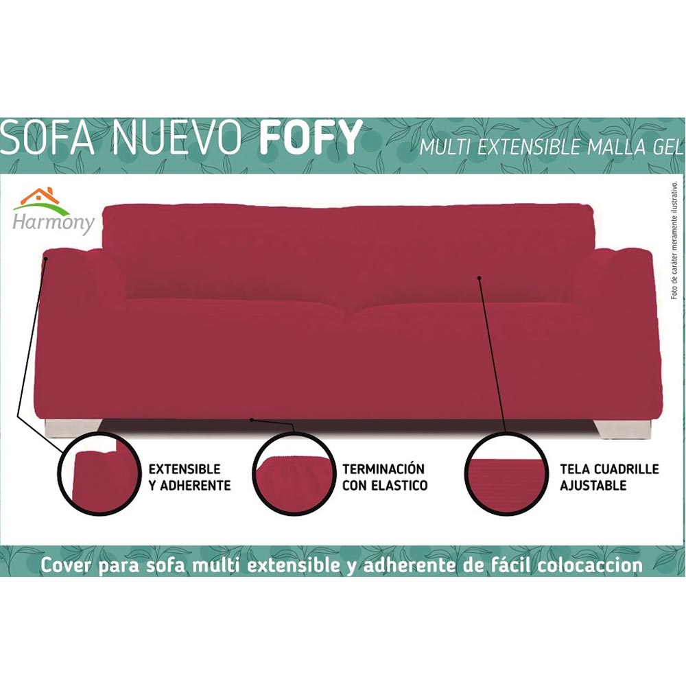 Funda de sofa 3 cuerpos Foffy Bordo 100% poliester - Géant
