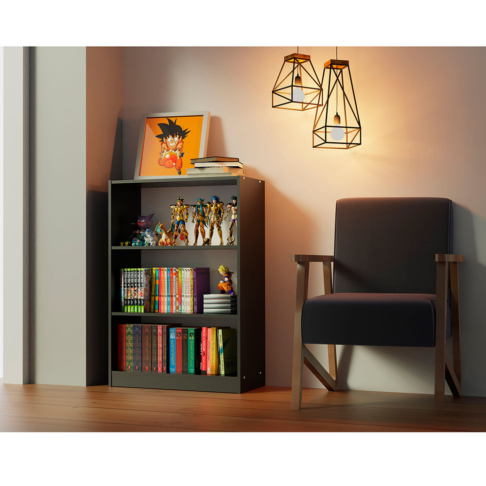 Estantería Negra 3 Niveles 71x102x30 cm - Géant