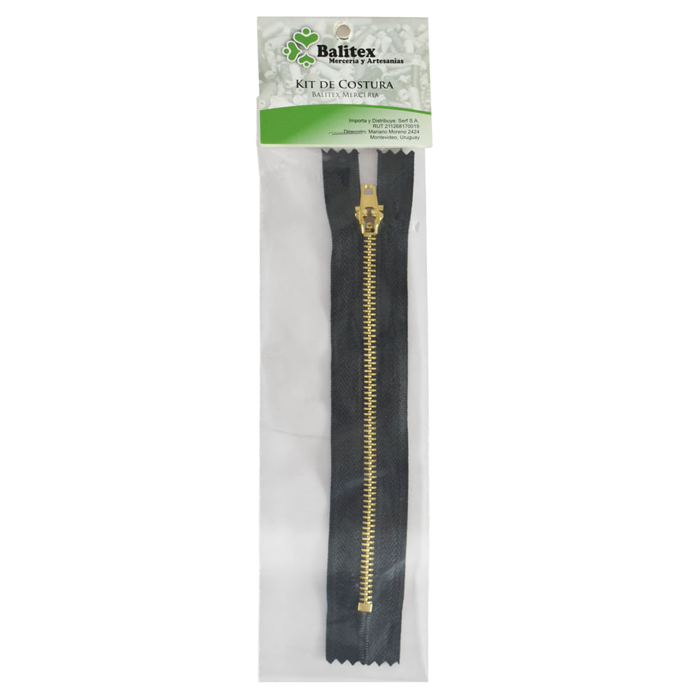 Cierre metálico negro 15 cm - Géant